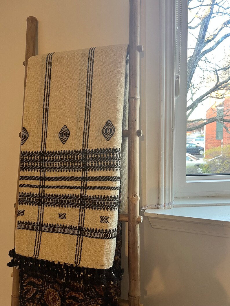 SARLA || Cream and Brown Indian Wool Throw Cream Throw Neutral Throw ...