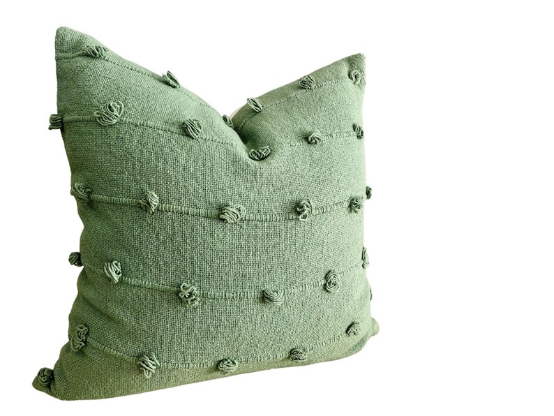KENDALL Sage Green Pillow Hand Loom Woven Chunky Loops - Etsy