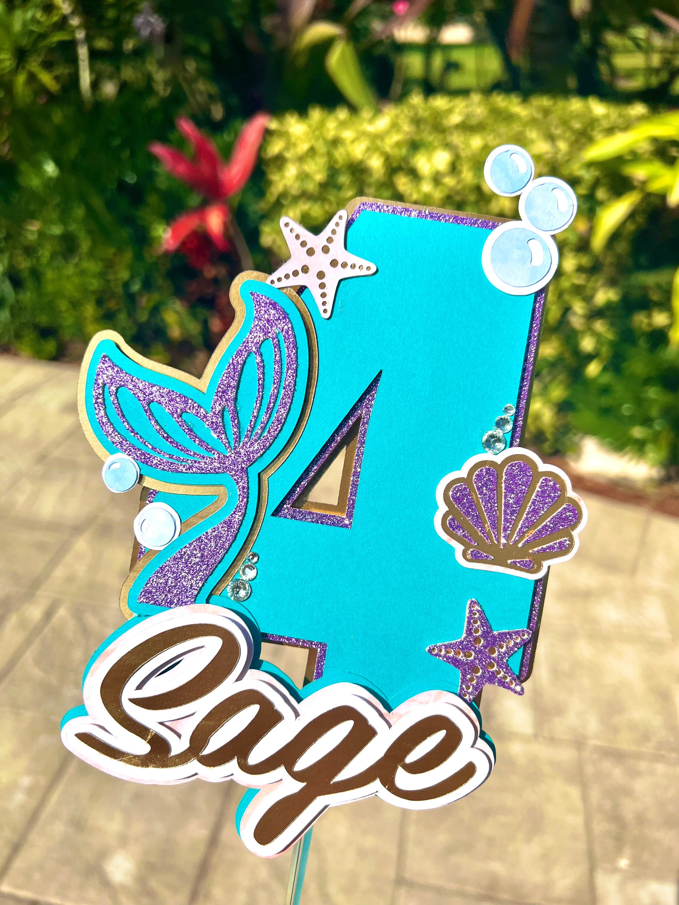 Personalized Number Mermaid Cake Topper - Etsy