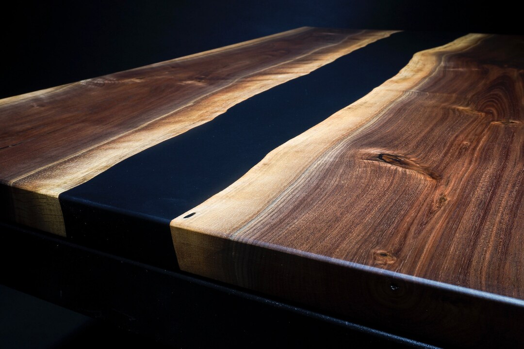 Walnut Black Resin Coffee Table - Etsy