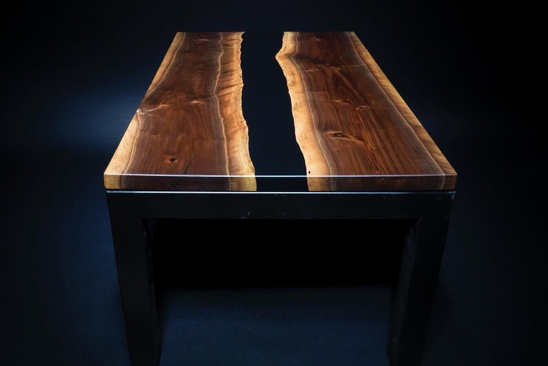 Walnut Black Resin Coffee Table - Etsy