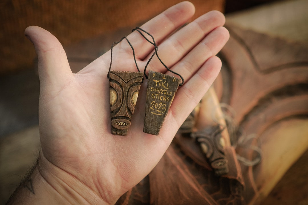 Tiki Swizzle Sticks, Tiki Pendant Necklace Handmade in the USA ...