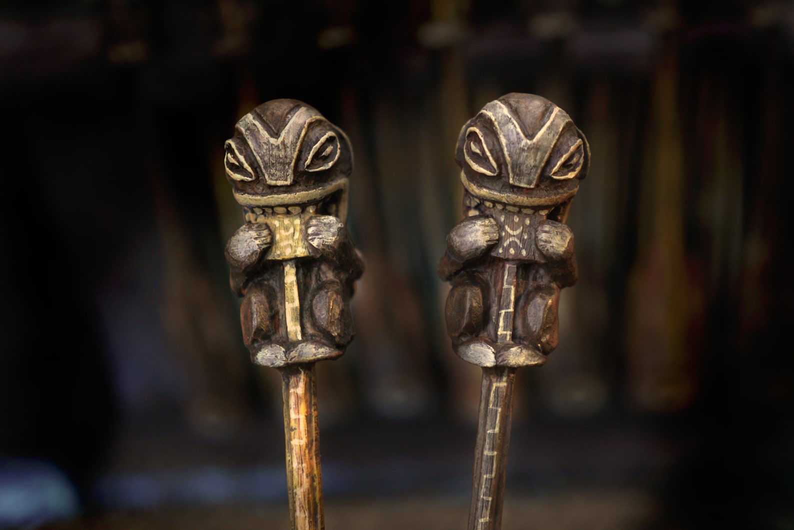 Tiki Swizzle Sticks Moai and the Cannibal Handmade and - Etsy