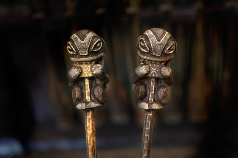 Tiki Swizzle Sticks Moai and the Cannibal Handmade and - Etsy