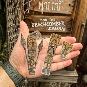 Tiki Swizzle Sticks, Transparent Matte Tiki Sticker Pack Vol 1 - Etsy