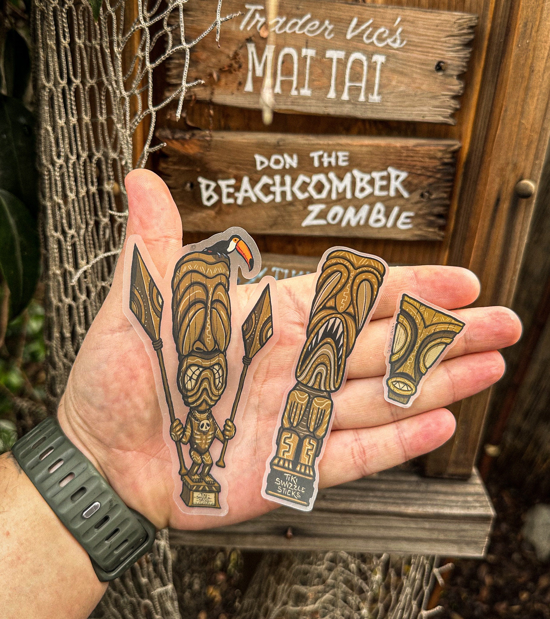 Tiki Swizzle Sticks, Transparent Matte Tiki Sticker Pack Vol 1 - Etsy