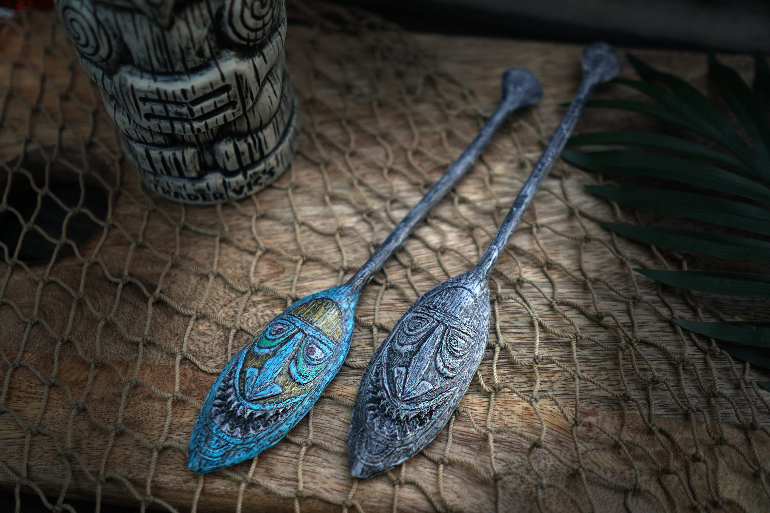 Tiki Paddle Swizzle Sticks Handmade and Painted Inspired by - Etsy