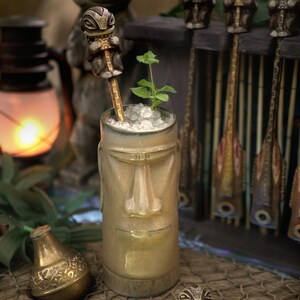 Tiki Swizzle Sticks, Moai and the Cannibal Handmade and Painted Paddle ...