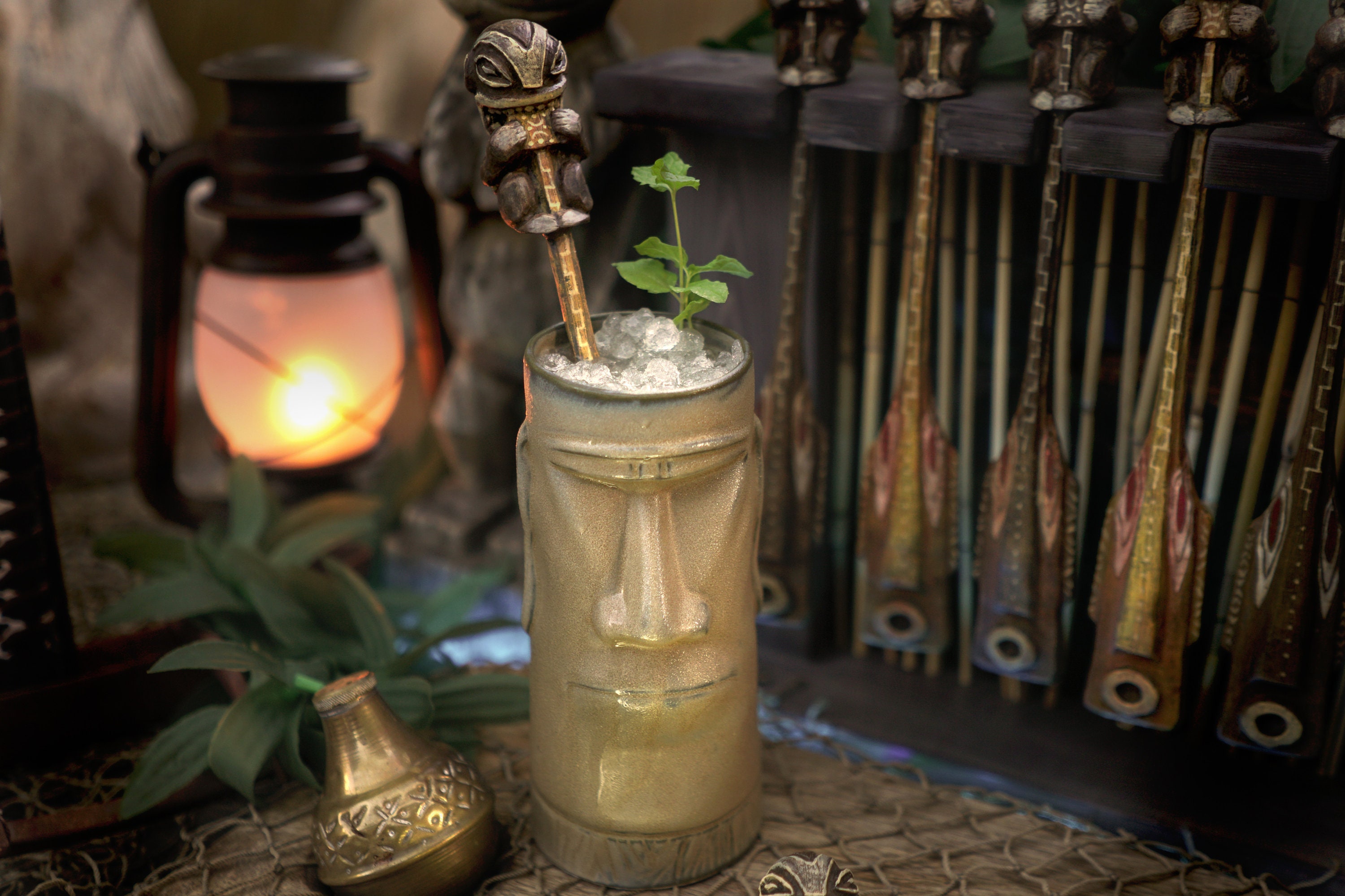 Handmade Tiki Paddle Swizzle Stick, Moai and Cannibal Design - Etsy