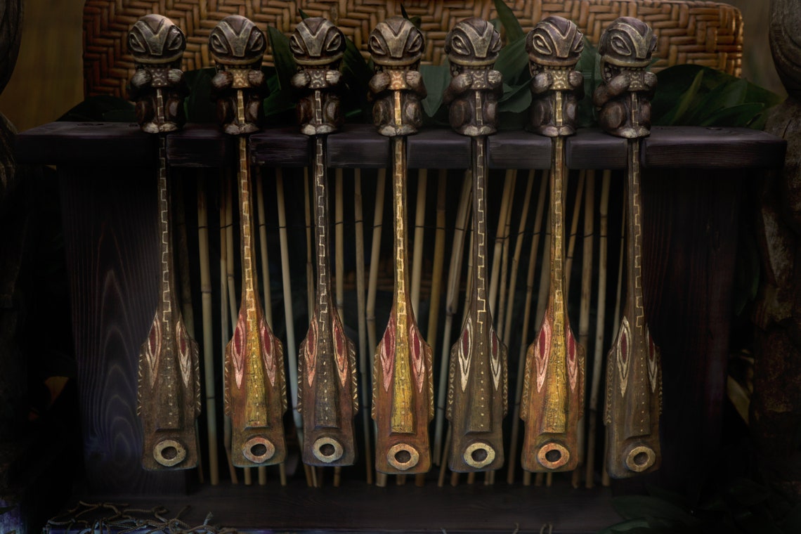 Tiki Swizzle Sticks Moai and the Cannibal Handmade and - Etsy