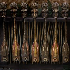 Tiki Swizzle Sticks, Moai and the Cannibal Handmade and Painted Paddle ...