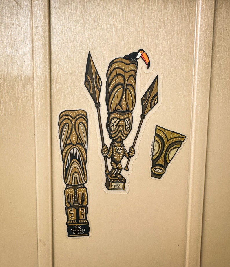 Tiki Swizzle Sticks, Transparent Matte Tiki Sticker Pack Vol 1 - Etsy