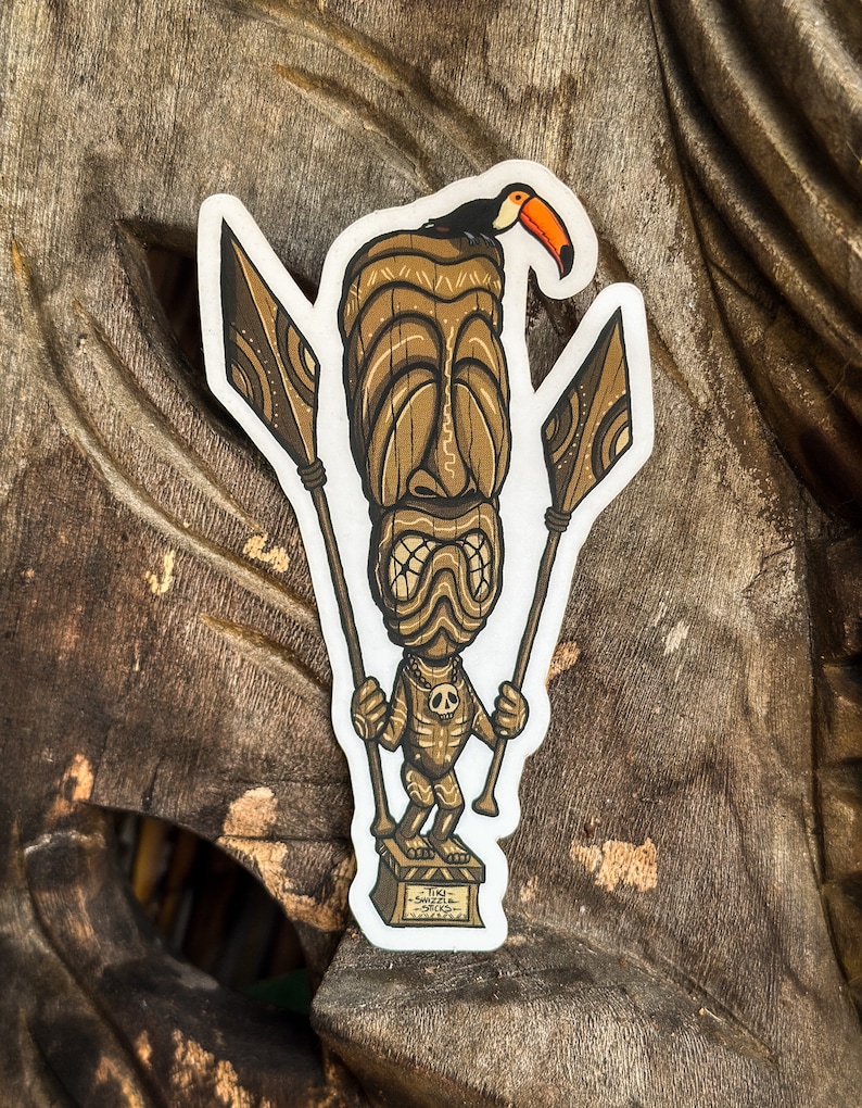 Tiki Swizzle Sticks, Transparent Matte Tiki Sticker Pack Vol 1 - Etsy