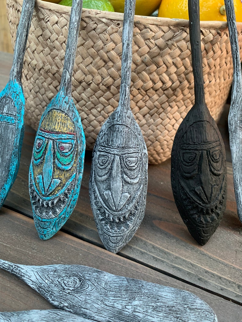 Tiki Paddle Swizzle Sticks Handmade and Painted Inspired by - Etsy