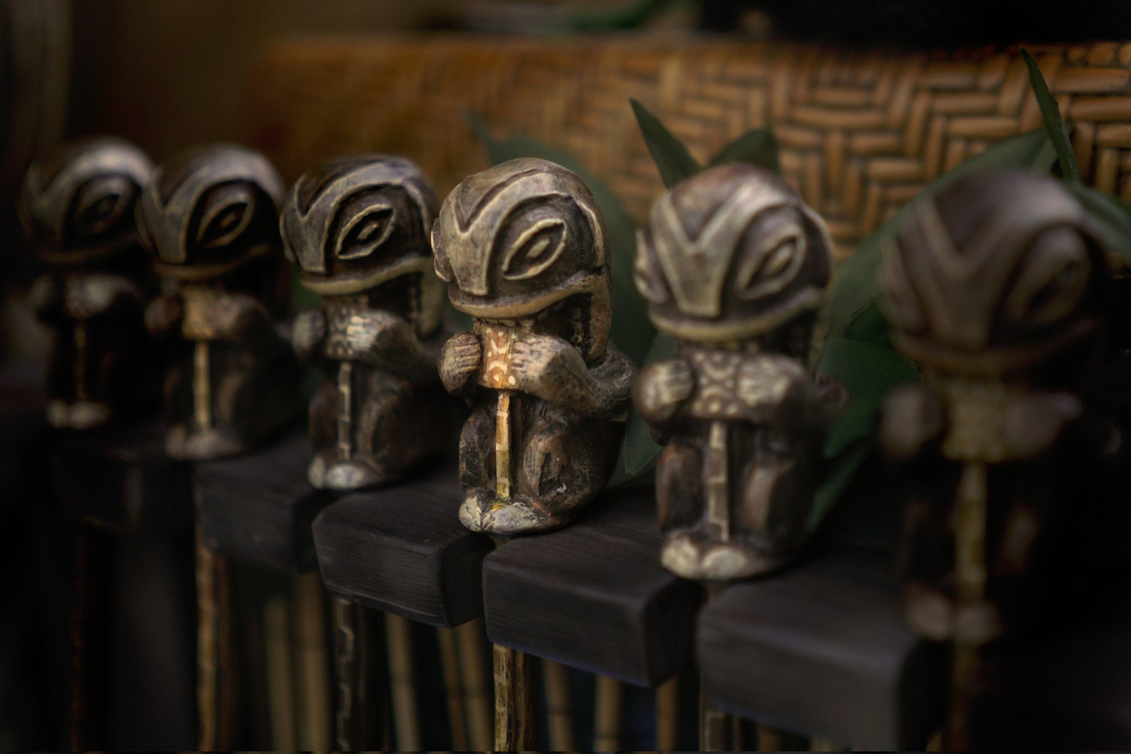 Tiki Swizzle Sticks Moai and the Cannibal Handmade and - Etsy