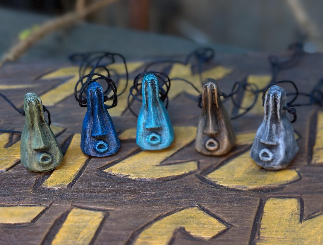 Tiki Swizzle Sticks, Chunky Moai Tiki Pendant Necklace Handmade in the ...