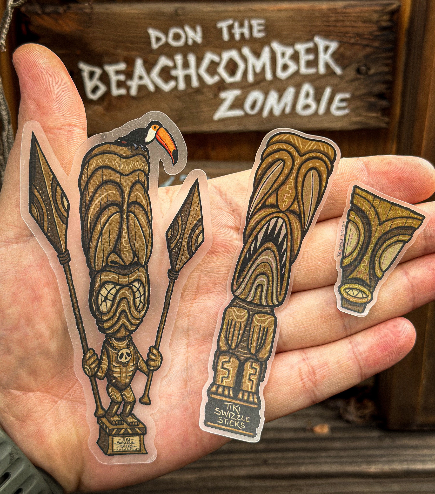 Tiki Swizzle Sticks, Transparent Matte Tiki Sticker Pack Vol 1 - Etsy