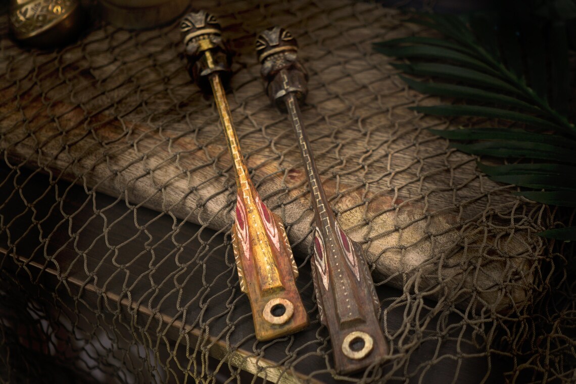 Tiki Swizzle Sticks Moai and the Cannibal Handmade and - Etsy