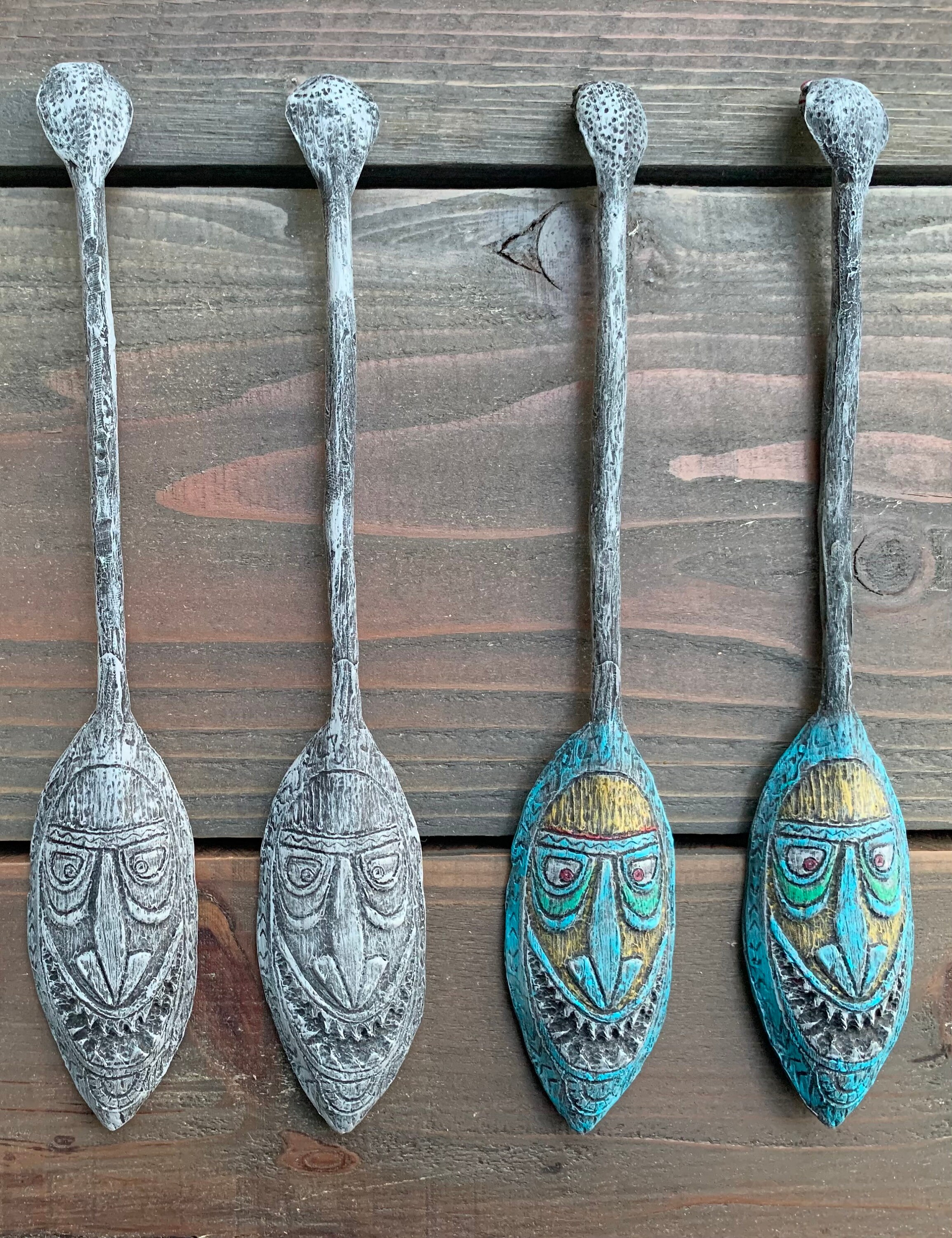 Tiki Paddle Swizzle Sticks Handmade and Painted Inspired by - Etsy