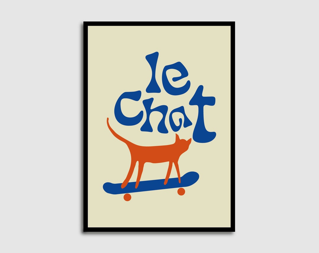Le Chat Print A3 A4 A5 Cat Print Gallery Wall Wall Decor Unframed Art ...