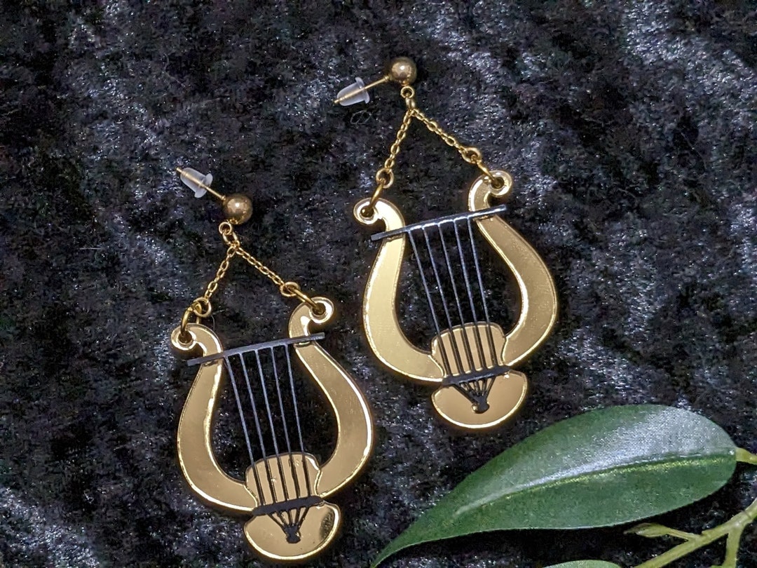 Lyre Lyre Pants on Fire, Instrument Earrings, Orpheus Earrings, Large ...