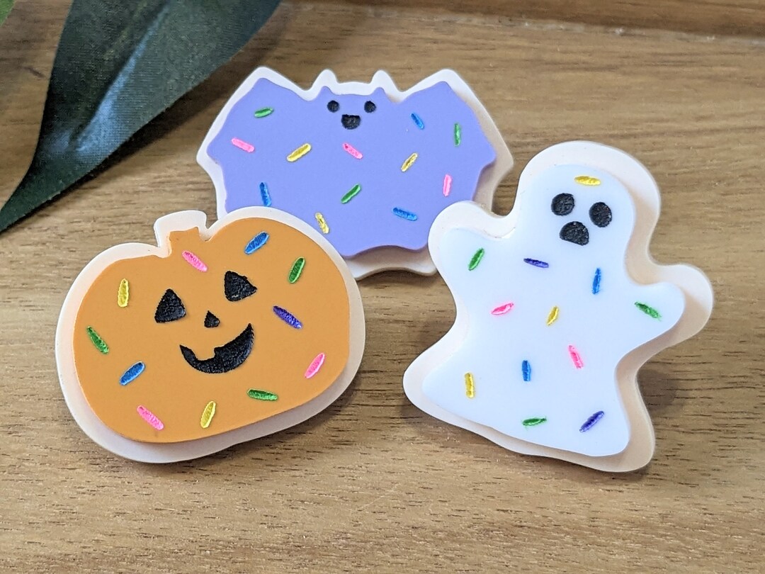 Sugar Spookies, Cookie Brooch, Cookie Pins, Bat Brooch, Ghost Pin ...