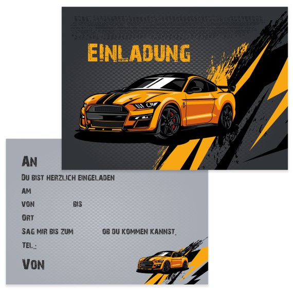 10 Children Invitation Cards Car Racing Cars - Etsy Australia