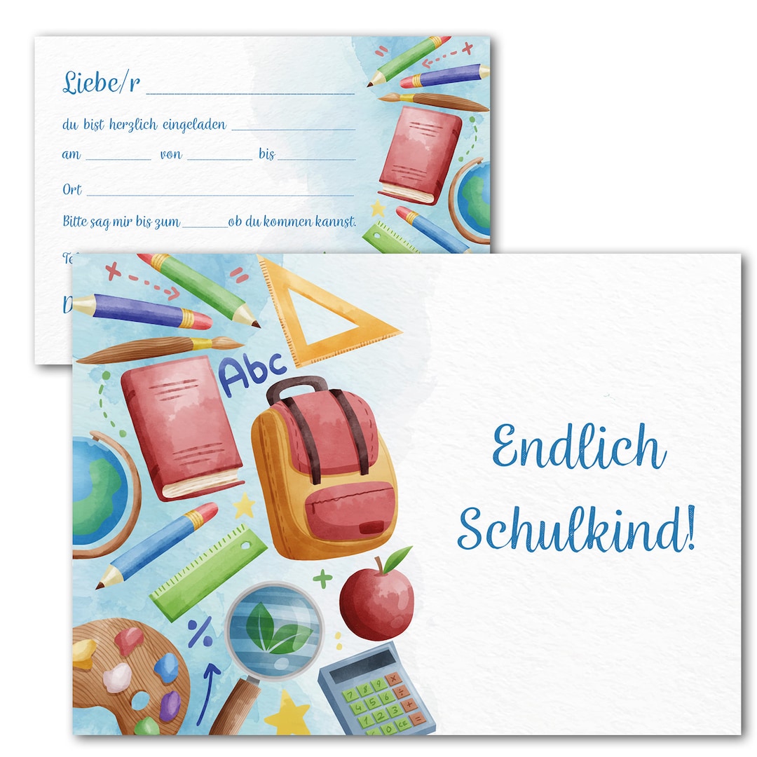10x School Enrollment Invitation Cards Invitation Children Girls ...