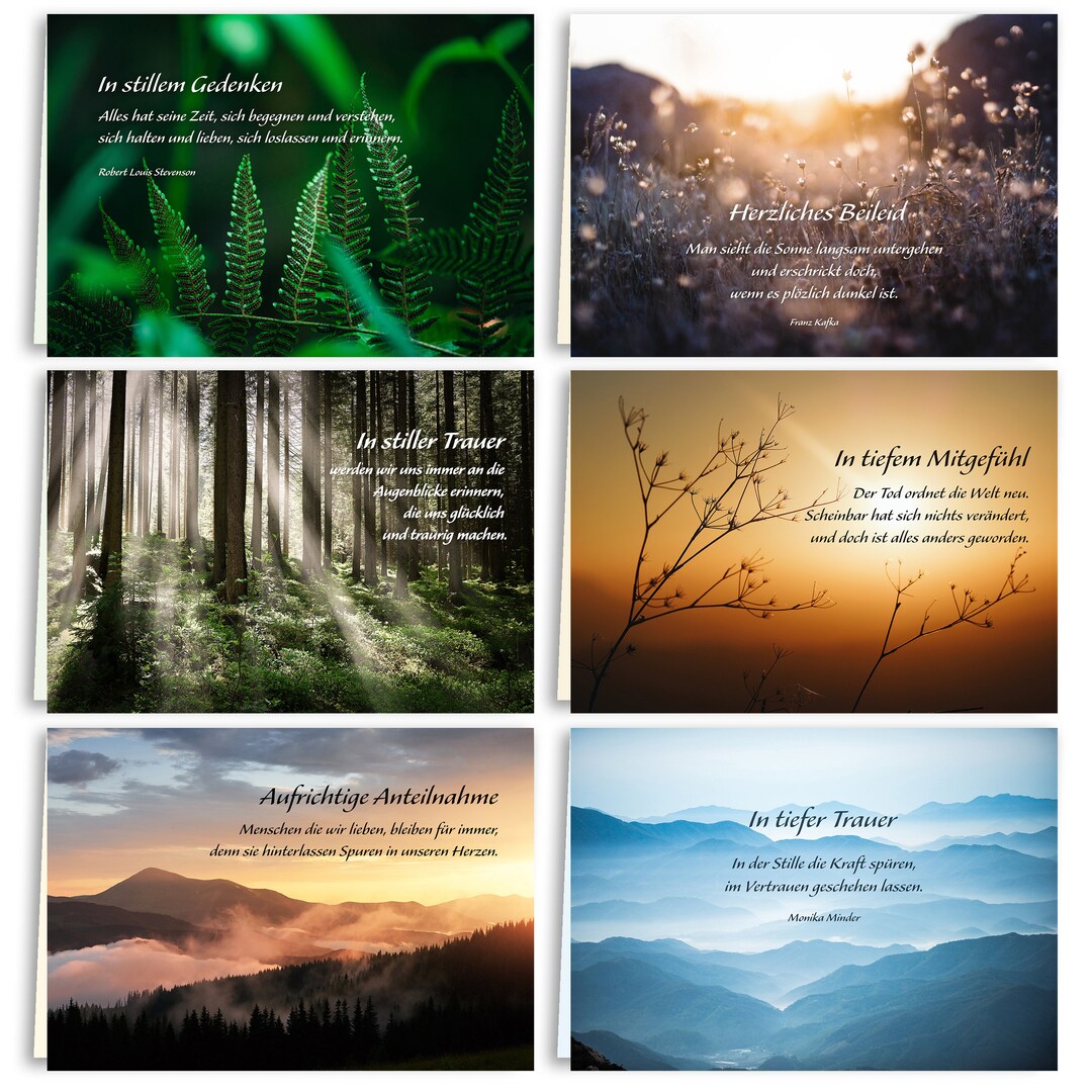 6 Mourning Cards Condolence Cards Set peaceful Landscape Mourning With ...