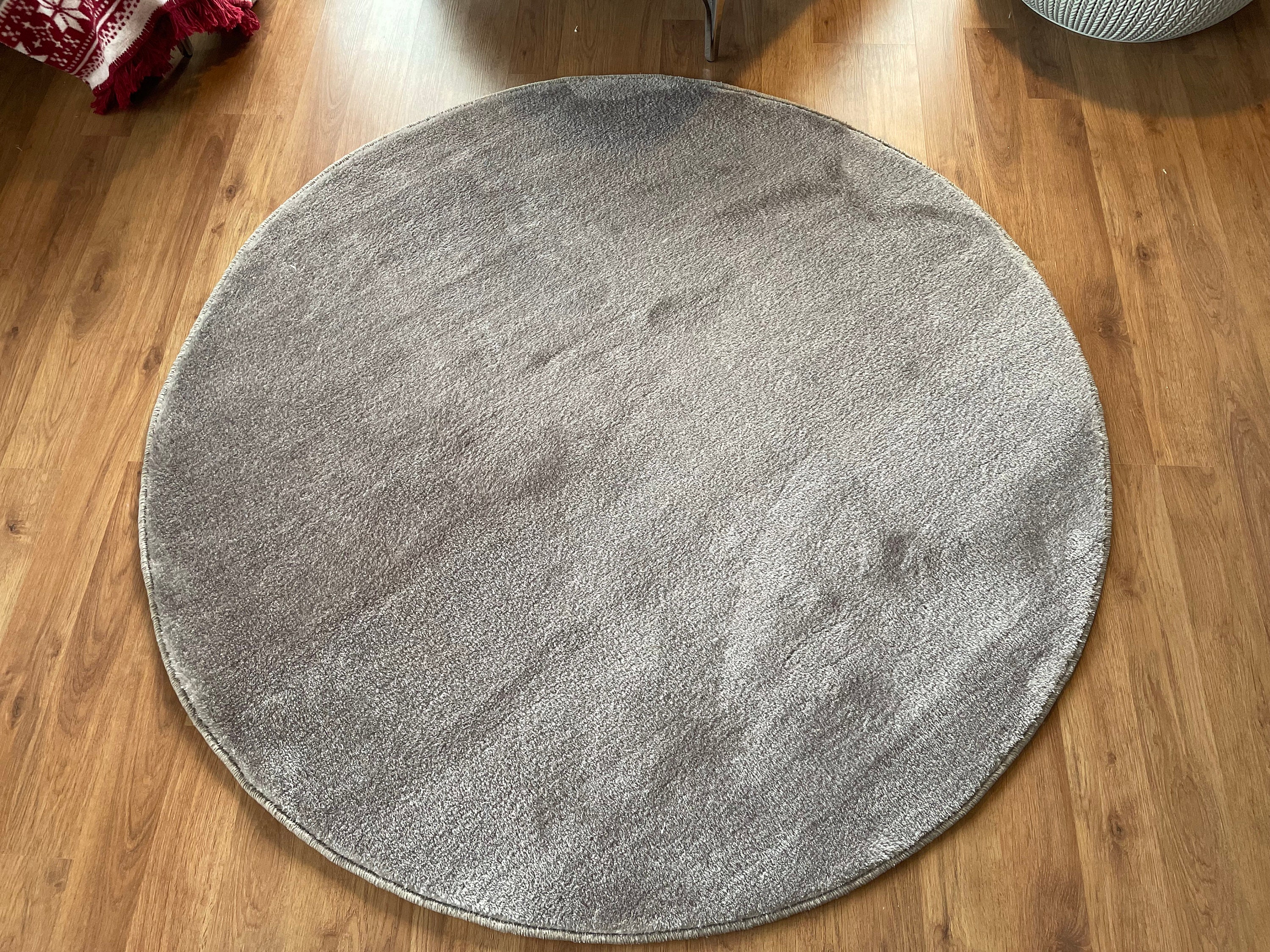 Round Plush Rug, Grey Soft Carpet, Fluffy Rug for Bedroom, Livingroom ...