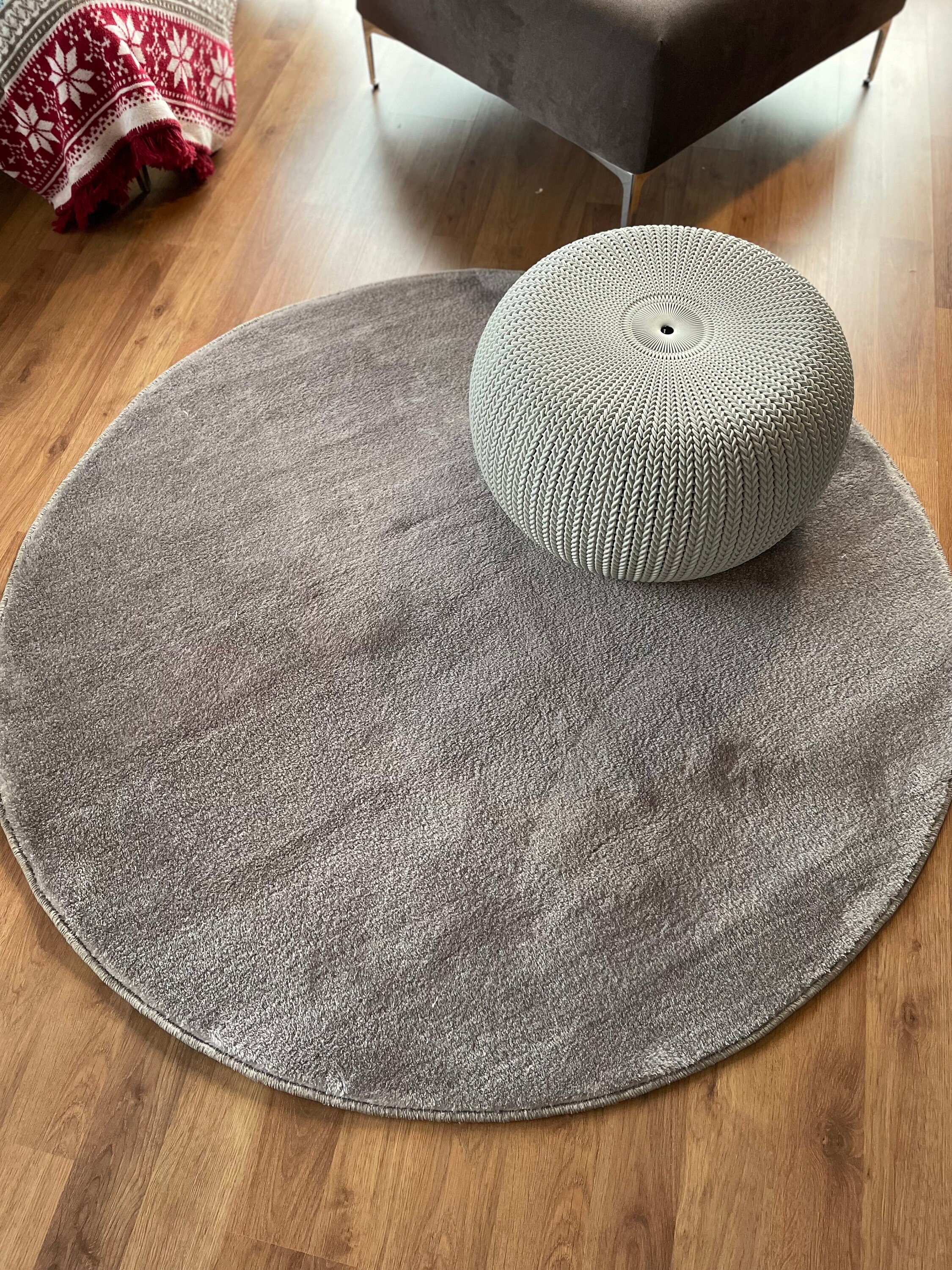 Round Plush Rug Grey Soft Carpet Fluffy Rug for Bedroom - Etsy