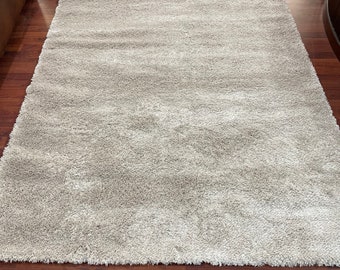 Rug Beige Soft Touch Shaggy Suede Beige Thick Luxurious Soft 5 Cm Small ...