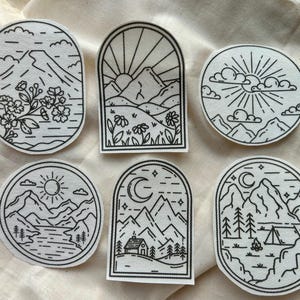Mountain Hand Embroidery Pattern, Stick and Stitch Transfer, Peel and ...
