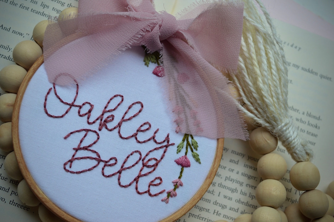 Hand Embroidered Name Hoop, Personalized Embroidery Hoop, Baby Name ...