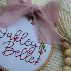 Hand Embroidered Name Hoop, Personalized Embroidery Hoop, Baby Name ...