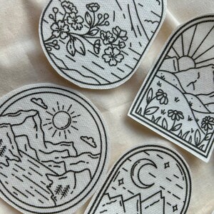 Mountain Hand Embroidery Pattern, Stick and Stitch Transfer, Peel and ...
