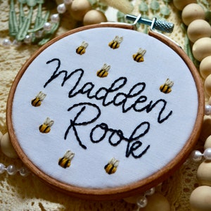 Hand Embroidered Name Hoop, Personalized Embroidery Hoop, Baby Name ...