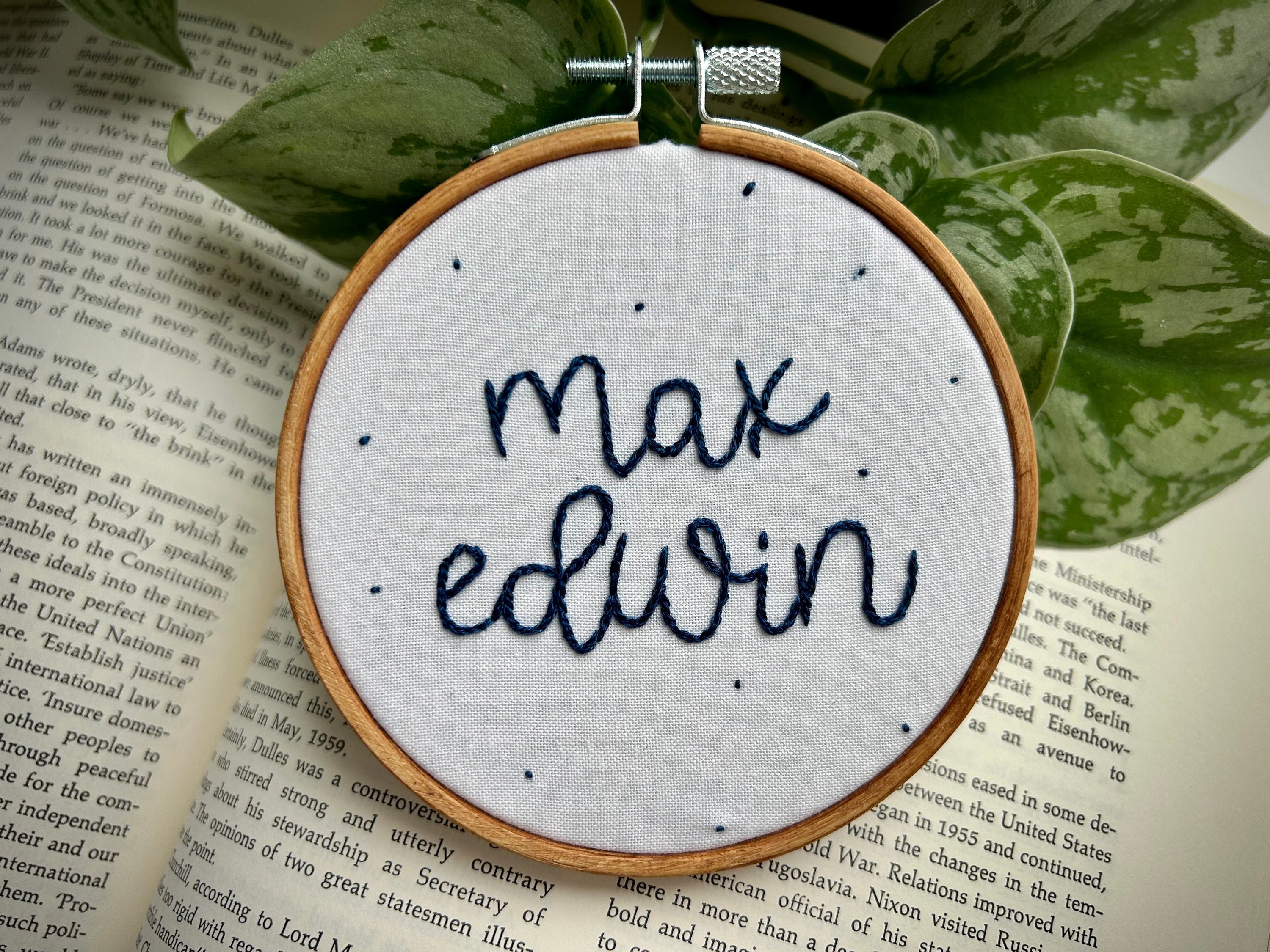 Hand Embroidered Name Hoop, Personalized Embroidery Hoop, Name ...