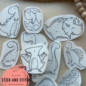 Dinosaur Embroidery Pattern, Dinosaur Stick and Stitch Transfer, Peel ...
