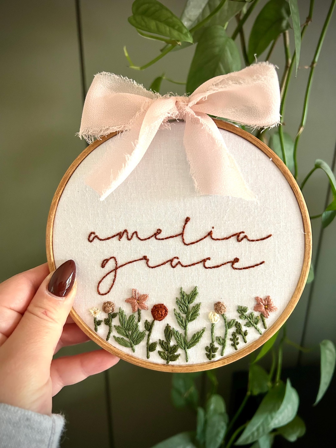 Hand Embroidered Name Hoop, Personalized Embroidery Hoop, Baby Name ...