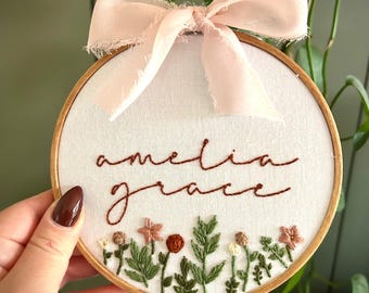 Personalized Hand Embroidered Name Hoop, Personalized Embroidery Hoop ...