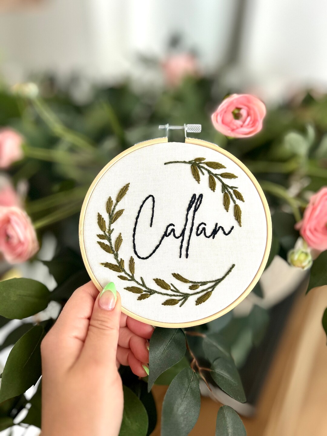 Hand Embroidered Name Hoop, Personalized Embroidery Hoop, Baby Name ...