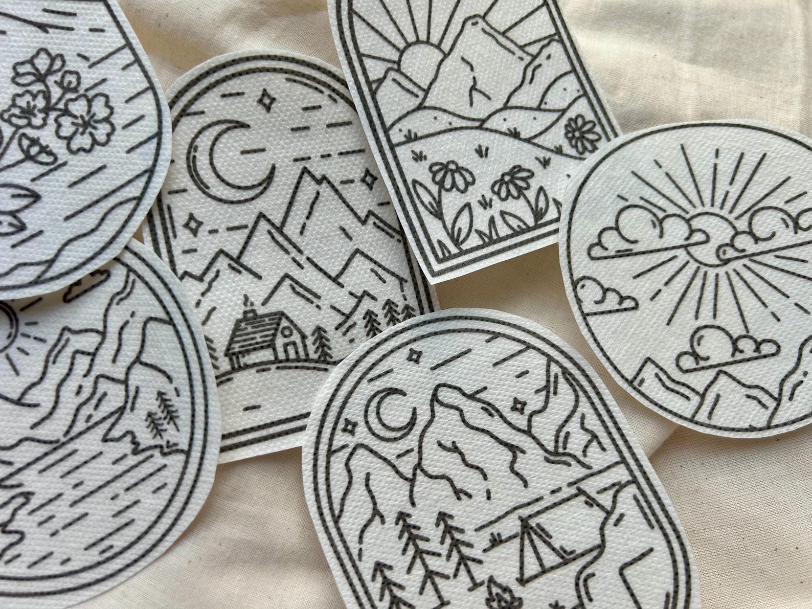 Mountain Hand Embroidery Pattern, Stick and Stitch Transfer, Peel and ...