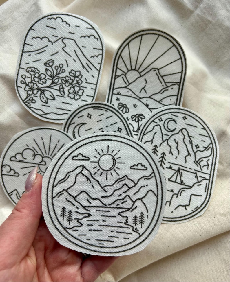 Mountain Hand Embroidery Pattern, Stick and Stitch Transfer, Peel and ...