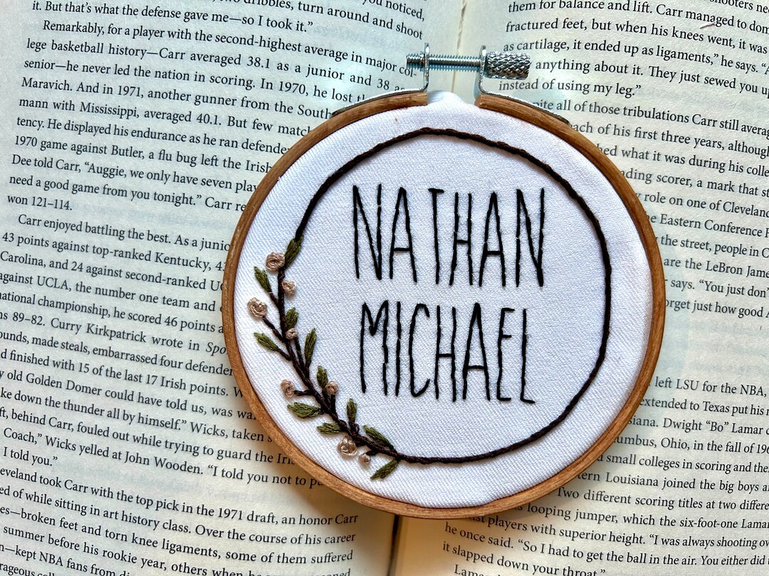 Hand Embroidered Name Hoop, Personalized Embroidery Hoop, Name ...
