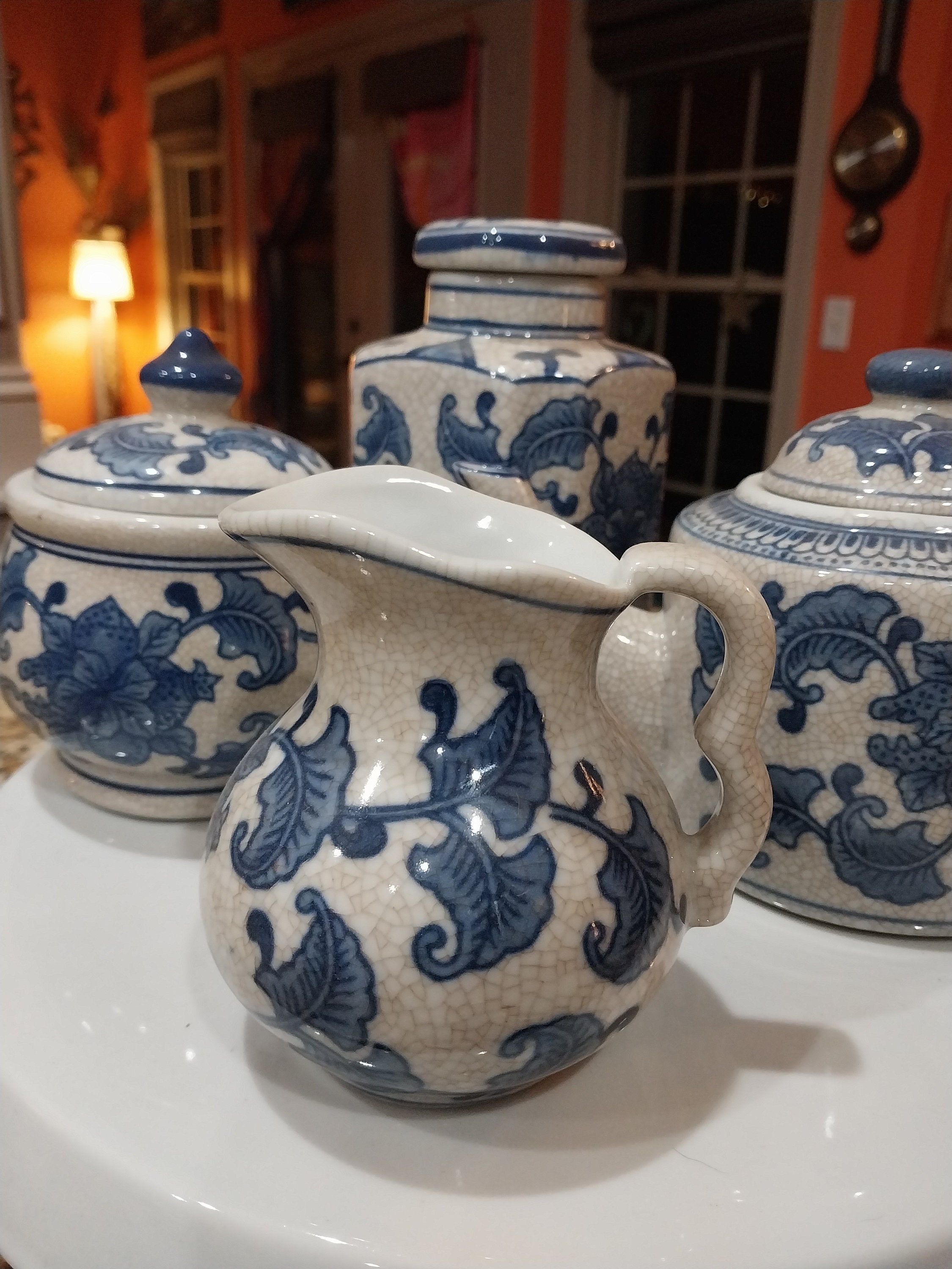 Vintage Blue and White Teapot Set - Etsy
