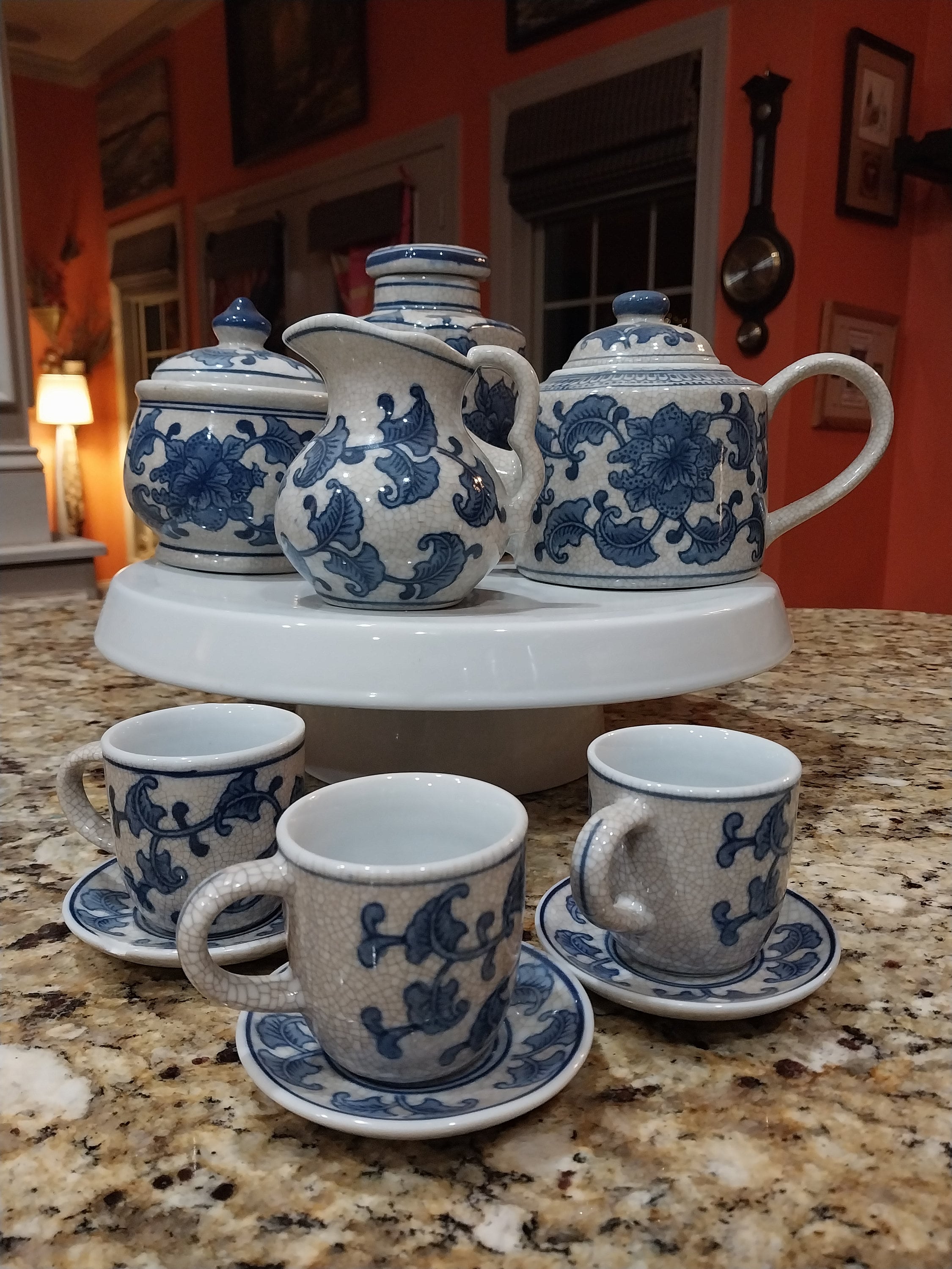 Vintage Blue and White Teapot Set - Etsy