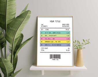 Song Receipt Poster - Etsy