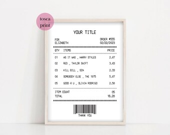 Song Receipt Poster - Etsy