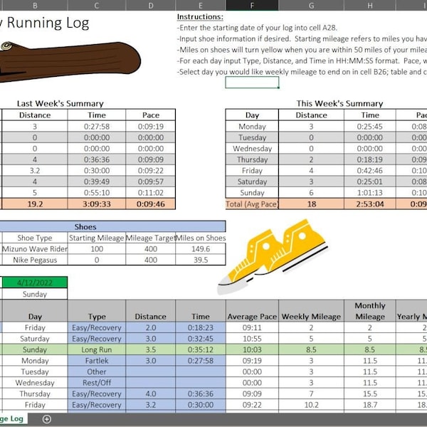 Running Log - Etsy